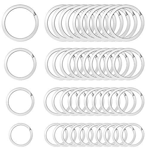 60PCS Key Rings Bulk ,Flat Keychain Ring Split Key Ring for Home Car Keys Organization Office (0.98INCH, 1.10INCH, 1.25INCH, 1.37INCH)(Silver)