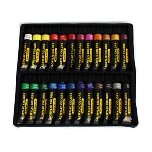 S & E TEACHER'S EDITION Acrylic Paint 24 Colors, 0.4 oz (12 ml) Tubes, Perfect for Canvas, Rocks, Glass, Wood, Fabric and More, Christmas Halloween Gifts.