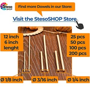 Wooden Dowel Rods for Craft - 60 pcs Round Wood Dowels 12 inch in Varying Sizes - 1/8, 3/16, 1/4 - Different Rods - Craft Sticks Round Dowels…