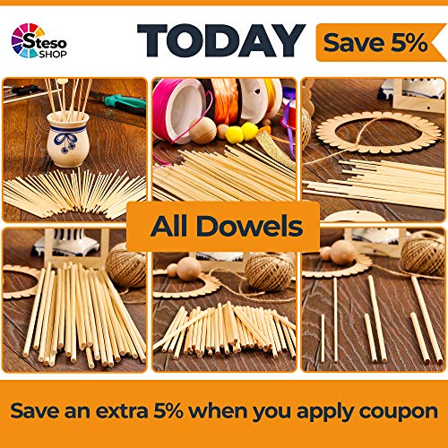 Wooden Dowel Rods for Craft - 60 pcs Round Wood Dowels 12 inch in Varying Sizes - 1/8, 3/16, 1/4 - Different Rods - Craft Sticks Round Dowels…