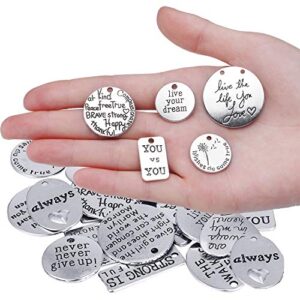 Hicarer 259 Pieces Inspirational Motivational Keychains Charms Bulk Keychains Inspirational Words Charms with Open Jump Rings Key Rings for Various DIY Necklaces, Bracelets