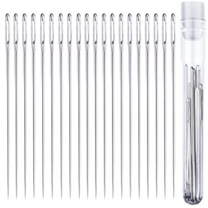 20 pcs. large eye hand sewing needles – 1.5 inch long in needle storage tube with needle threader