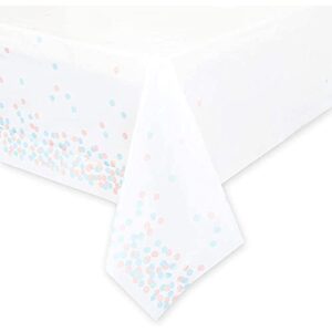 Plastic Table Covers with Pink and Blue Confetti for Gender Reveal (54 x 108 in, 6 Pack)