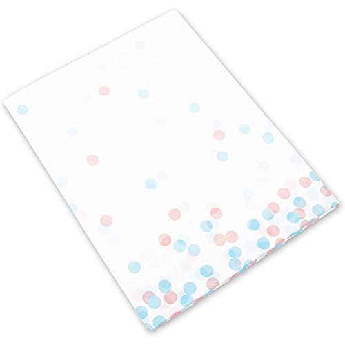 Plastic Table Covers with Pink and Blue Confetti for Gender Reveal (54 x 108 in, 6 Pack)