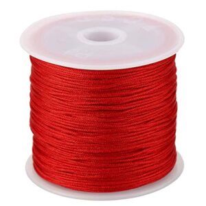 0.8mm nylon cord, thread chinese knot macrame rattail bracelet braided string (red)