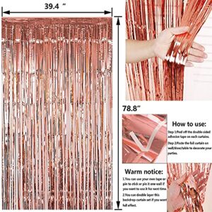 Rose Gold Birthday Party Supplies Happy Birthday Banner Tissue Flowers Confetti Balloons Foil Curtain for 18th 21st 30th 40th 50th Girls Women Birthday Party Decorations