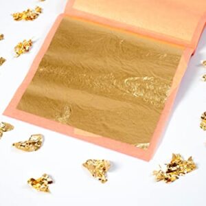 Slofoodgroup - 24 Karat Edible Gold Leaf Loose Sheets - 10 Sheets Gold Leaf Per Book - Gold Leaf Sheet Size 3.15in x 3.15in Loose Leaf Sheets - Edible Decoration, Crafting, Art and More