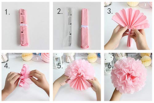 luckylibra Baby Girl Baby Shower Decorations, It is a Girl Banners and Paper Lantern Paper Flower Pom Poms （Pink White Grey）