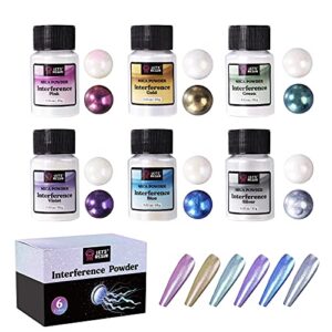 let’s resin resin mica powder, 6 colors interference mica powder for epoxy resin, spirit pearl pigment powder for resin, paint, slime, art