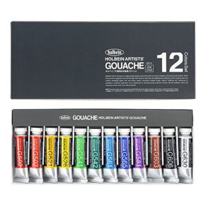 holbein artists gouache set of 12, Ｇ702 ,5ml tubes