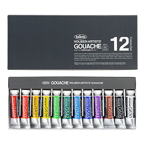 Holbein Artists Gouache Set of 12, Ｇ702 ,5ml tubes