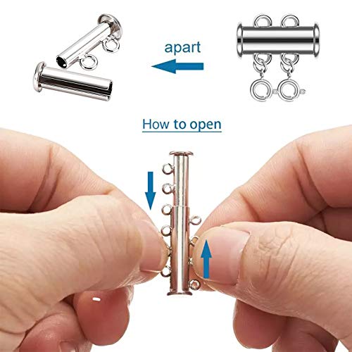 Dailyacc Layered Necklace Clasps,4 Pieces 2 Size Slide Clasp Lock Necklace Connector for Multi Strands Slide Tube Clasps