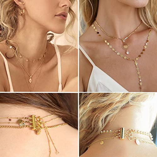 Dailyacc Layered Necklace Clasps,4 Pieces 2 Size Slide Clasp Lock Necklace Connector for Multi Strands Slide Tube Clasps