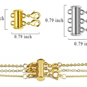 Dailyacc Layered Necklace Clasps,4 Pieces 2 Size Slide Clasp Lock Necklace Connector for Multi Strands Slide Tube Clasps