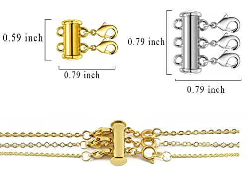 Dailyacc Layered Necklace Clasps,4 Pieces 2 Size Slide Clasp Lock Necklace Connector for Multi Strands Slide Tube Clasps