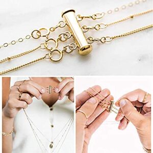 Dailyacc Layered Necklace Clasps,4 Pieces 2 Size Slide Clasp Lock Necklace Connector for Multi Strands Slide Tube Clasps