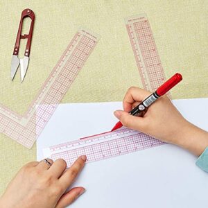 Plastic Sewing Ruler L-Square Curve Ruler Sewing Measure Tailor Ruler Clear Sewing Ruler for Tailor Craft Tool Drawing Measuring Supplies (2)