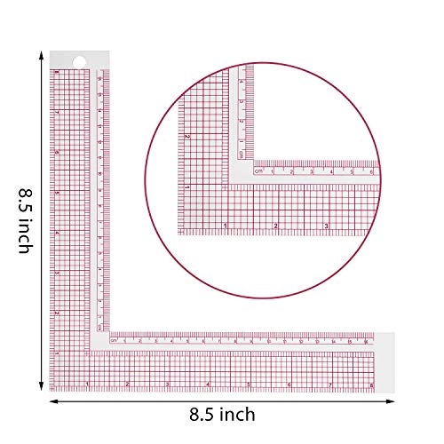 Plastic Sewing Ruler L-Square Curve Ruler Sewing Measure Tailor Ruler Clear Sewing Ruler for Tailor Craft Tool Drawing Measuring Supplies (2)