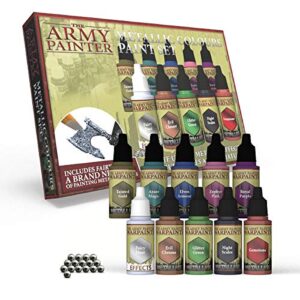 the army painter – metallic colours paint set – hobby acrylic paint set of 10 metallic acrylic paint – includes tainted gold acrylic paint metallic – acrylic hobby paint set of acrylic metallic paint