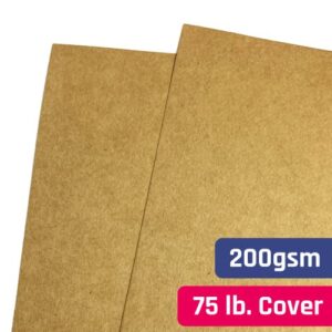 50 Sheets, Brown Kraft Cardstock, 200 GSM (75 lb. Cover), 8.5 x 11 inches