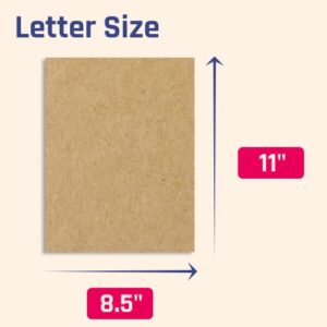 50 Sheets, Brown Kraft Cardstock, 200 GSM (75 lb. Cover), 8.5 x 11 inches