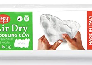 Pepy Premium European Air Dry Modeling Clay White 2.2 lb Bar, Easy to Use Air-Hardening Clay for Sculpting and Crafts Projects