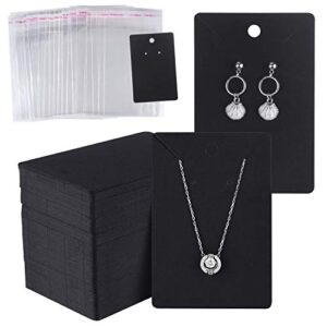 miahart 150 set earring display card with 150 pcs self-seal bags, earring holder card for selling diy ear studs, earrings and jewelry display (black)