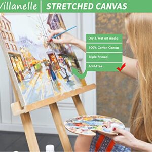 Stretched Canvas, 6x8", 8x10", 10x12", 12x16", 8 Set Artist Canvase Frame Board Panels, 100% Cotton Blank Canvase Oil Acrylic Watercolor Pouring Paint, Acid-Free for Kids & Artists