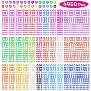 rhinestone stickers, anezus 4950pcs adhesive stick on gems face jewels stickers self adhesive rhinestones for crafts, makeup and decorations (30 colors, 4 sizes)