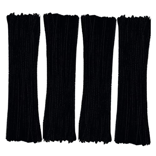 Black Pipe Cleaners 200 Pieces Chenille Stems for DIY Art Decorations Creative Craft (6 mm x 12 Inch)