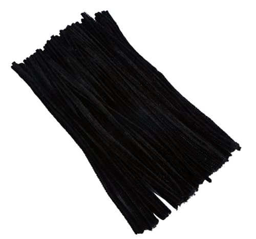 Black Pipe Cleaners 200 Pieces Chenille Stems for DIY Art Decorations Creative Craft (6 mm x 12 Inch)