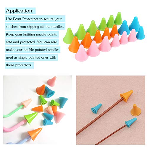 20 PCS Knitting Needles Point Protectors/Stoppers with Plastic Box, Include 10 Small & 10 Large, Knit Needle Tip Covers for Beginners Knitting Craft DIY