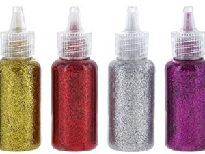 Glitter Glue for Crafts in Bright Classic Colors: Gold, Silver, Red, Green, Blue & Purple Used for Gluing, Drawing, Writing, Outlining (6 Pack)