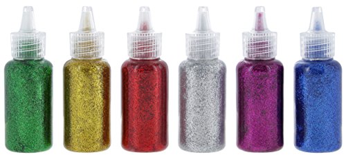 Glitter Glue for Crafts in Bright Classic Colors: Gold, Silver, Red, Green, Blue & Purple Used for Gluing, Drawing, Writing, Outlining (6 Pack)