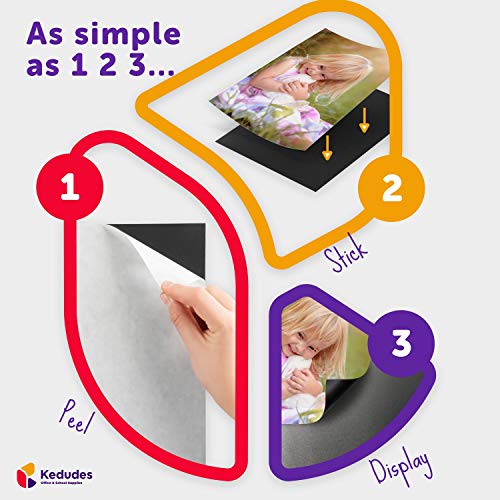 kedudes Flexible Adhesive Magnetic Sheets Paper 4x6 Inch - Peel and Stick, Works Great for Pictures, Cuts to Any Size, Pack of 12 Black