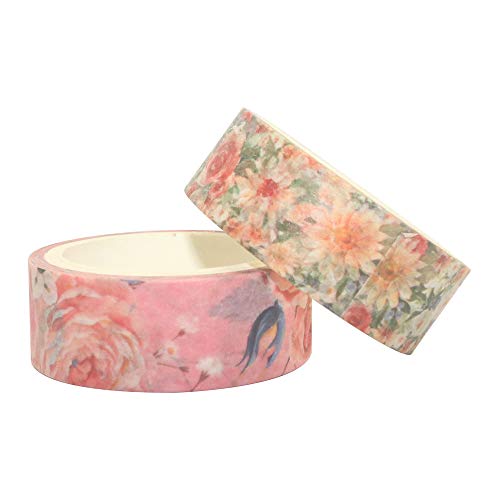 YUBBAEX 10 Rolls Spring Flowers Washi Tape Set Masking Decorative Tapes (Warm Tone)