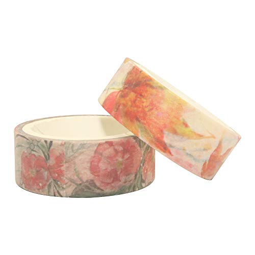 YUBBAEX 10 Rolls Spring Flowers Washi Tape Set Masking Decorative Tapes (Warm Tone)