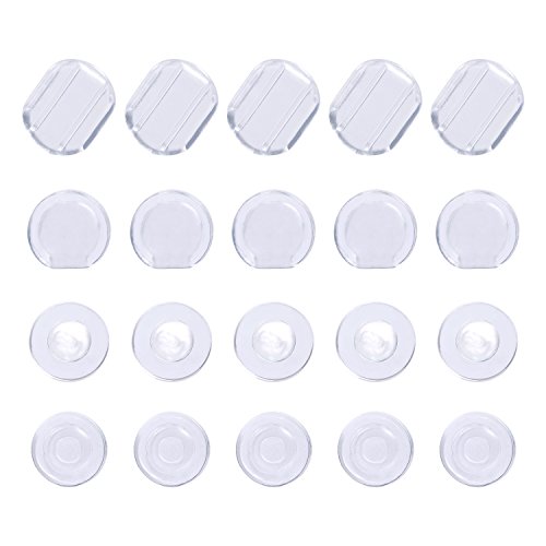 Maxdot 100 Pieces 4 Size Earring Pads Silicone Comfort Earring Cushions for Clips on Earrings, Clear