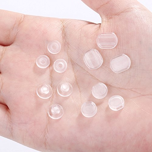 Maxdot 100 Pieces 4 Size Earring Pads Silicone Comfort Earring Cushions for Clips on Earrings, Clear