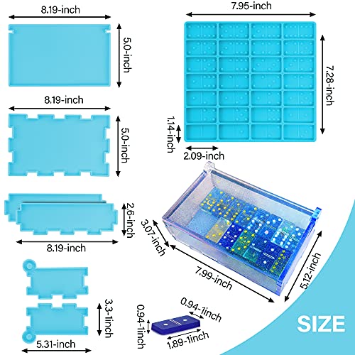 Vakoo Domino Molds for Resin Casting, Resin Domino Mold Set, Domino Mold and Domino Box Mold for DIY Personalized Dominoes, Dominoes Game Silicone Molds Set