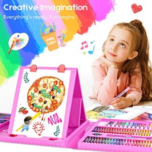 iBayam Art Kit, Art Supplies Drawing Kits, Arts and Crafts for Kids, Gifts for Teen Girls Boys 6-8-9-12, Art Set Case with Trifold Easel, Sketch Pad, Coloring Book, Pastels, Crayons, Pencils