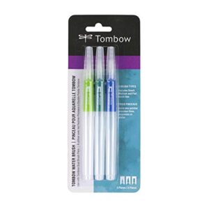 tombow 56253 water brush, 3-pack. easily blend water-based markers, watercolor paint, and more with 3 flexible brush tips