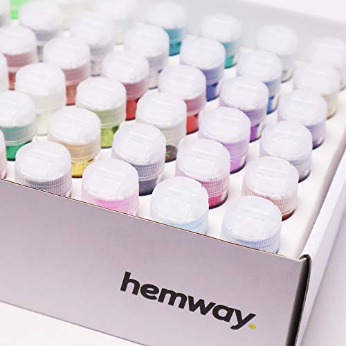 Hemway 54 Glitter Tube Craft Box Multi-Purpose Glitter for Arts and Crafts, DIY Scrapbooks, Epoxy Resin, Tumblers, Cosmetic Grade, Nail Design 54 x 0.34oz/9.6g - Ultrafine (1/128" .008" 0.2mm)