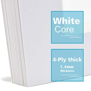 Egofine 5x7 White Picture Mats Pack of 14, Frame Mattes for 4x6 Pictures, Acid Free, 1.2mm Thickness, with Core Bevel Cut