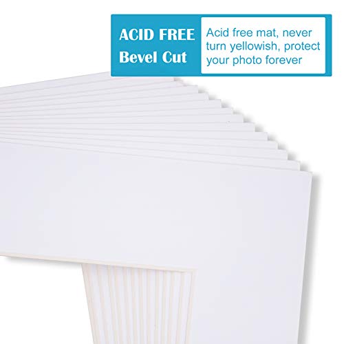 Egofine 5x7 White Picture Mats Pack of 14, Frame Mattes for 4x6 Pictures, Acid Free, 1.2mm Thickness, with Core Bevel Cut