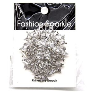 Belagio Enterprises 2-1/2-inch x 3-inch Rhinestone Brooch 1 Piece, Silver/Crystal