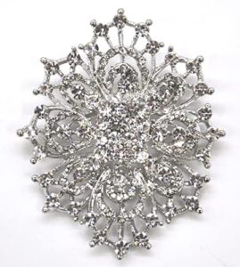 belagio enterprises 2-1/2-inch x 3-inch rhinestone brooch 1 piece, silver/crystal