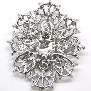 Belagio Enterprises 2-1/2-inch x 3-inch Rhinestone Brooch 1 Piece, Silver/Crystal