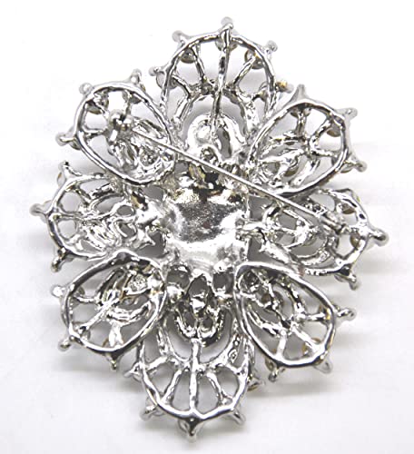 Belagio Enterprises 2-1/2-inch x 3-inch Rhinestone Brooch 1 Piece, Silver/Crystal