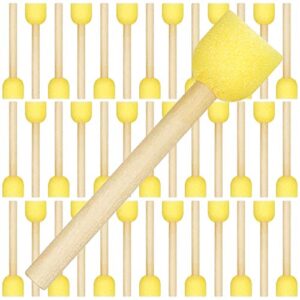 40 pieces round sponge foam brush set paint sponge brush wooden handle foam brush sponge painting tools for kids painting crafts (0.6 inch)